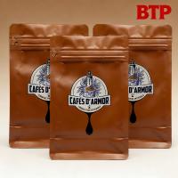 China Custom Printed  Stand up Coffee Pouch with Resealable Zipper Top for Artisanal Coffee Retail Packaging Plastic Bags Custom Logo for sale
