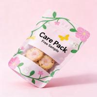 China Custom Printed Clear Window Disposable Stand up Pouch Resealable Food Grade Zipper Bag for Snacks Cake Confectionery for sale