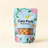 China Custom Printed Clear Window Disposable Stand up Pouch Resealable Food Grade Zipper Bag for Snacks Cake Confectionery for sale