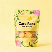 China Custom Printed Clear Window Disposable Stand up Pouch Resealable Food Grade Zipper Bag for Snacks Cake Confectionery for sale