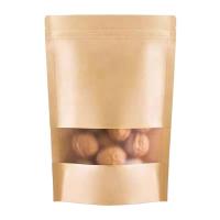 China Multi-Size Recycled Kraft Paper Bag with Clear Window and Resealable Zipper for Food Grade Dry Storage for sale