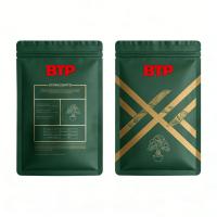 China Luxury Dark Green Matte Stand up Pouch with Gold Foil Print Heat Resistant Zipper Top Disposable for Tea & Coffee Packaging for sale