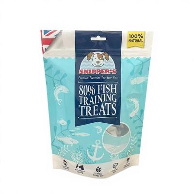 China Custom Printed Food Grade PE Stand up Resealable Pouches Moisture Proof Hang Hole Digital Printing for Natural Fish Dog Treats for sale