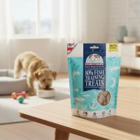 China Custom Printed Food Grade PE Stand up Resealable Pouches Moisture Proof Hang Hole Digital Printing for Natural Fish Dog Treats for sale