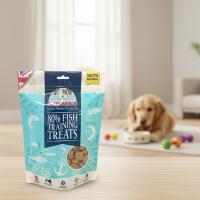 China Custom Printed Food Grade PE Stand up Resealable Pouches Moisture Proof Hang Hole Digital Printing for Natural Fish Dog Treats for sale