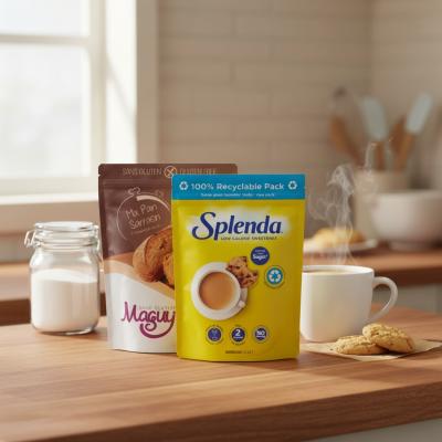 China MOQ 100pcs Custom Moisture Proof Printed Resealable Plastic Zipper bags for Sugar Coffee Cakes Baby Food Cooked Food Powder Packaging for sale