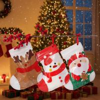 China Custom Disposable PET+PE Festival-Themed Creative Cartoon Christmas Sock Zip Lock Bags Self-Sealing Plastic Packaging for Gift for sale