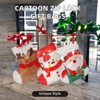 China Custom Disposable PET+PE Festival-Themed Creative Cartoon Christmas Sock Zip Lock Bags Self-Sealing Plastic Packaging for Gift for sale