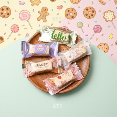 China MOQ 100pcs Custom Food Grade Plastic 3 Side Seal Free Sample Hot Seal Disposable Packaging for Handmade Candy Nougat Biscuit for sale