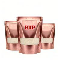 China Custom BPA Free Food Grade Gold Stand-Up Resealable Zipper Pouches with Clear Window and Custom Logo for Food Storage for sale