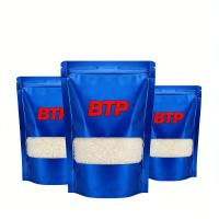 China Custom BPA Free Food Grade Gold Stand-Up Resealable Zipper Pouches with Clear Window and Custom Logo for Food Storage for sale
