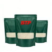 China Custom BPA Free Food Grade Gold Stand-Up Resealable Zipper Pouches with Clear Window and Custom Logo for Food Storage for sale