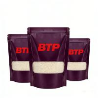 China Custom BPA Free Food Grade Gold Stand-Up Resealable Zipper Pouches with Clear Window and Custom Logo for Food Storage for sale