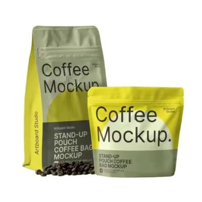 China Custom Coffee Stand-Up Pouches with Resealable Zipper  Food-Grade Material Ideal for Fresh Coffee Bean & Ground Coffee Storage for sale