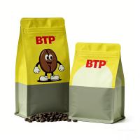 China Custom Coffee Stand-Up Pouches with Resealable Zipper  Food-Grade Material Ideal for Fresh Coffee Bean & Ground Coffee Storage for sale