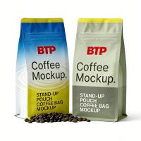 China Custom Coffee Stand-Up Pouches with Resealable Zipper  Food-Grade Material Ideal for Fresh Coffee Bean & Ground Coffee Storage for sale