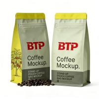 China Custom Coffee Stand-Up Pouches with Resealable Zipper  Food-Grade Material Ideal for Fresh Coffee Bean & Ground Coffee Storage for sale