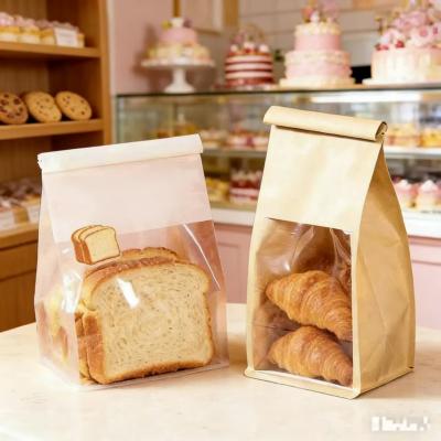 China Cotton Paper Baking Bag Transparent Window Plastic Packaging for Toasted Bread Chewing Gum National Tides Printed Wire Curling for sale