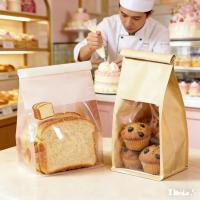 China Cotton Paper Baking Bag Transparent Window Plastic Packaging for Toasted Bread Chewing Gum National Tides Printed Wire Curling for sale