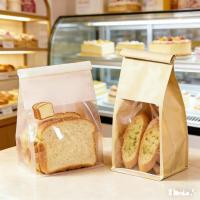 China Cotton Paper Baking Bag Transparent Window Plastic Packaging for Toasted Bread Chewing Gum National Tides Printed Wire Curling for sale