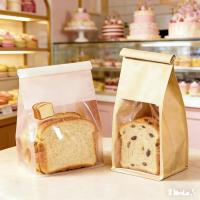 China Cotton Paper Baking Bag Transparent Window Plastic Packaging for Toasted Bread Chewing Gum National Tides Printed Wire Curling for sale