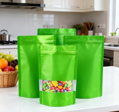 China Custom Logo Printed Aluminum-Plated Zipper Mylar Pouch Stand-Up Window and Zipper Resealable and Smell Proof for Sugar Storage for sale
