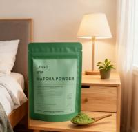 China Custom Printed Biodegradable Stand-Up Pouch Resealable Zipper Smell Proof Feature for Packaging Matcha Powder Powder Bags Food for sale