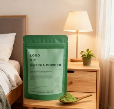 China Custom Printed Biodegradable Stand-Up Pouch Resealable Zipper Smell Proof Feature for Packaging Matcha Powder Powder Bags Food for sale