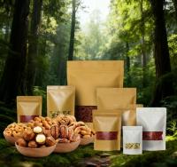 China Customized Ziplock Brown Kraft Craft Paper Standing Pouches Biodegradable 100% Fast Delivery Food Packaging for Pizza and Nuts for sale