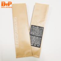 China Kraft Paper Coffee Bags Stand up Coffee Pouches With One Way Degassing Valve and Reusable Side Zipper for sale