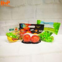 China Custom Logo Transparent Cherry Grape Fruit Stand up Pouch with Zipper and Handle Recyclable Plastic Packaging Bags for sale
