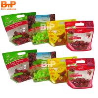 China Grape Protection Packaging Bag Manufacturer Directly Sale BPA Free Perforated Plastic Fruit Food Package Stand up Pouch LDPE for sale