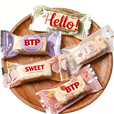 China MOQ 1000Pcs Hot Seal Bags Handmade Candy Nougat Biscuit Packaging 4x9.5cm Food Grade Plastic Disposable Back Sealed Bag for sale