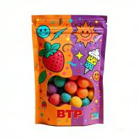 China Custom Vibrant Pop-Art Candy Stand-Up Pouches Food-Grade Clear Window for Snack Display for sale