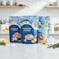 China Custom PE Stand up Zipper Pouches with Offset Printing for Frozen Seafood & Poultry Freshness Preservation (Disposable) for sale