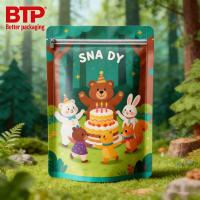 China Bulk Supply Custom Cartoon Stand up Pouch Snack Bags with Zipper Top for Children's Food Disposable Wholesale Packaging for sale