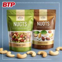 China Custom Printed Durable Food-Grade Side Gusset bag Nut Heat Moistureproof Resealable for Mixed Single Nuts Retail Holiday Gifting for sale