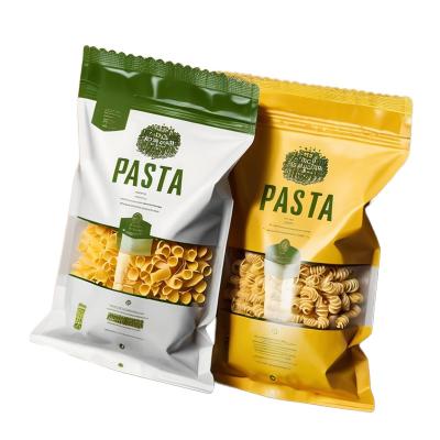 China Custom Printed Food Grade PE Pasta Packaging Bags with Clear Window Moistureproof Resealable for Retail and Home Cooking for sale