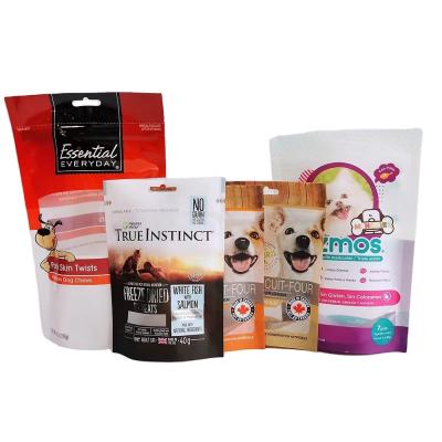 China Custom Printed Food Packaging Bags Resealable Packaging Dog Foods Packaging Plastic Zipper Bag PET Food Pouches with Window for sale