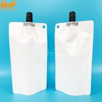 China Custom 500ml Spout Stand up Pouch Plastic Bag Reusable Juice Sauce Shampoo Bag Drinks White Food Beverage Packaging Bags for sale