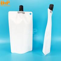 China Custom 500ml Spout Stand up Pouch Plastic Bag Reusable Juice Sauce Shampoo Bag Drinks White Food Beverage Packaging Bags for sale
