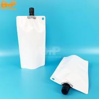 China Custom 500ml Spout Stand up Pouch Plastic Bag Reusable Juice Sauce Shampoo Bag Drinks White Food Beverage Packaging Bags for sale