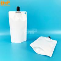 China Custom 500ml Spout Stand up Pouch Plastic Bag Reusable Juice Sauce Shampoo Bag Drinks White Food Beverage Packaging Bags for sale