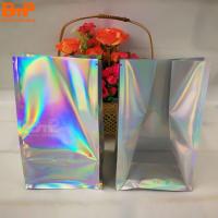China Customized Brand Logo Aluminum Foil Packaging Bag Holographic Laser Packaging Pouch Bag with Zipper Package for sale