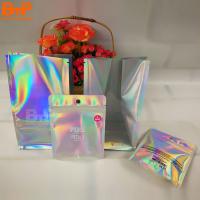 China Customized Brand Logo Aluminum Foil Packaging Bag Holographic Laser Packaging Pouch Bag with Zipper Package for sale