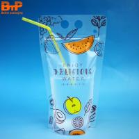 China Customized 16oz 350ml 500ml Disposable Beverage/fruit Juice Pouch Round Corner Drink Packaging Plastic Zipper Bag for sale