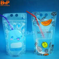 China Customized 16oz 350ml 500ml Disposable Beverage/fruit Juice Pouch Round Corner Drink Packaging Plastic Zipper Bag for sale