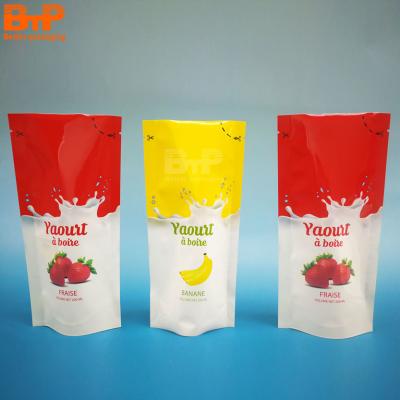 China Juice Pouch Energy Gel Milk Drink Sachets Custom Printed Stand up Plastic 200ml PE Heat Seal Gravure Printing OEM Beverage for sale
