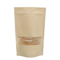 China Custom-Printed Biodegradable  Brown Kraft Paper Pouch Bag Clear Window Pouches  Stand up Food Packaging Zipper Bags for sale