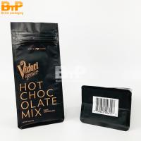 China Custom Logo Flat Bottom Plastic Packaging Black Bag With Pocket Zipper And Valve For Coffee Beans And Tea Leaf And Hot Chocolate for sale